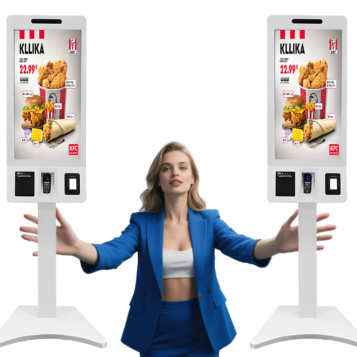 Checkout NFC RFID QR Scanner Module 32-Inch Self-Service Food LCD Order Kiosk Totem Floor ...
