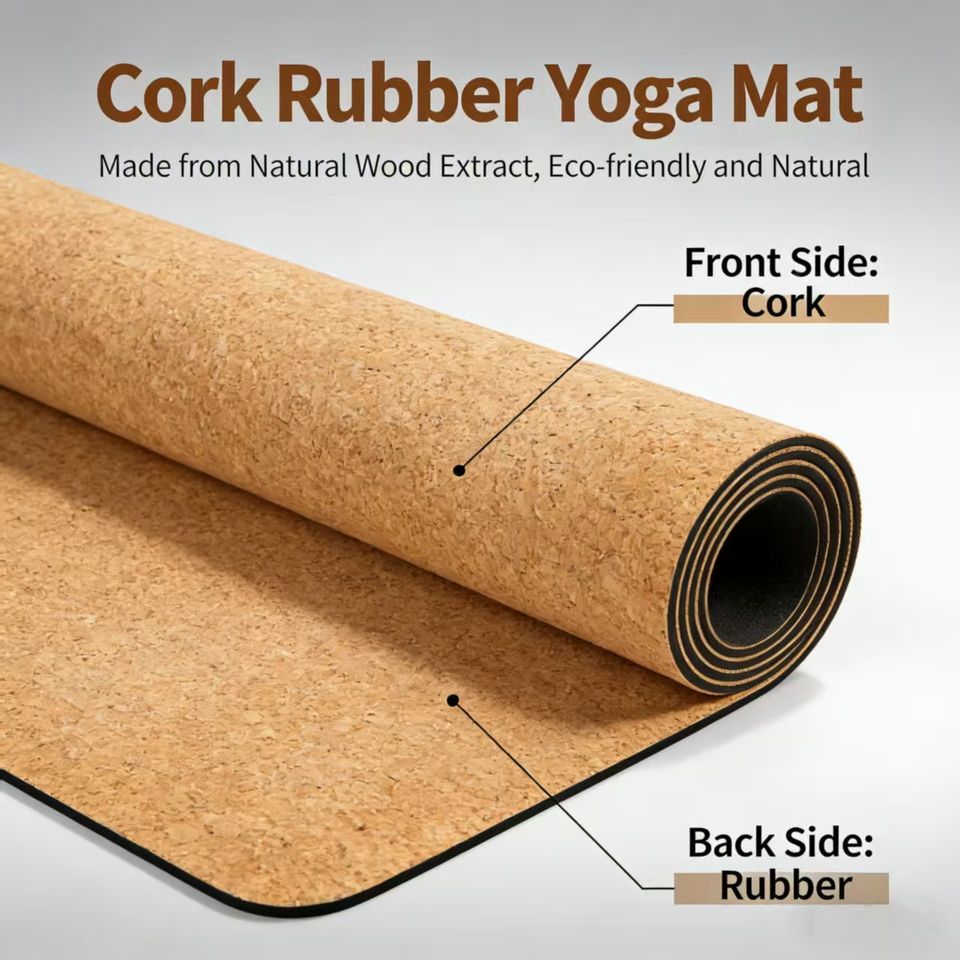 Gym Natural Cork Rubber Mat Shock-Absorbing Anti-Slip Exercise Buffer ...