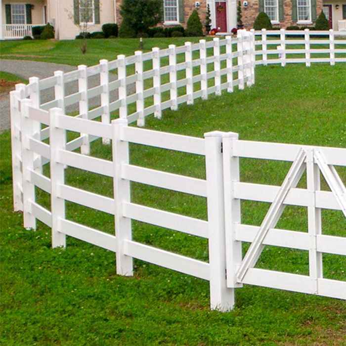 4-rail Black Vinyl Fence Panels - Easy Assemble PVC Farm Fence