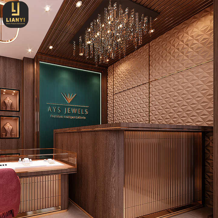 3d Rendering Jewelry Shop Interior Wooden Furniture Wall Jewellery Shop ...