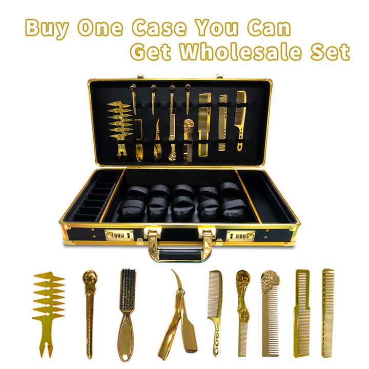 Luxury Golden Aluminium Barber Tool Storage Case with Lock - Waterproof ...