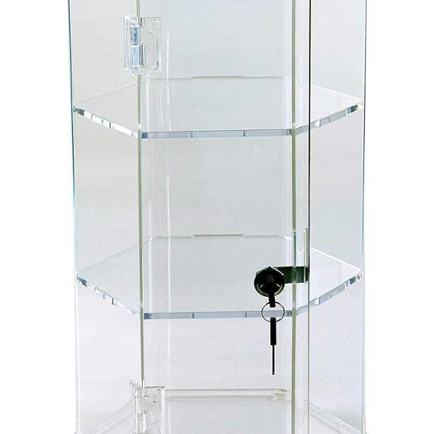 Rotating Display Case with 2 Shelves - Locking Jewelry
