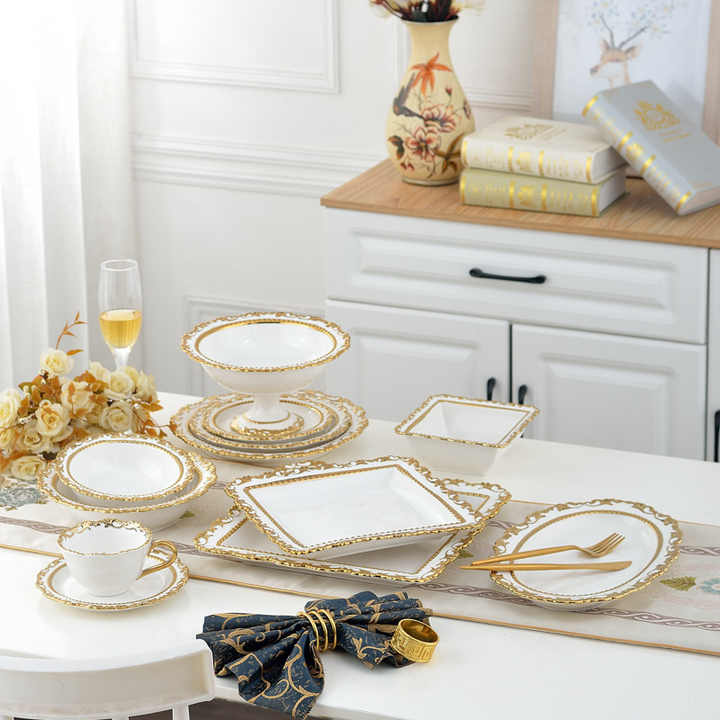 Entry-Luxury Gold European-Style Palace Ceramic Tableware Dinnerware ...