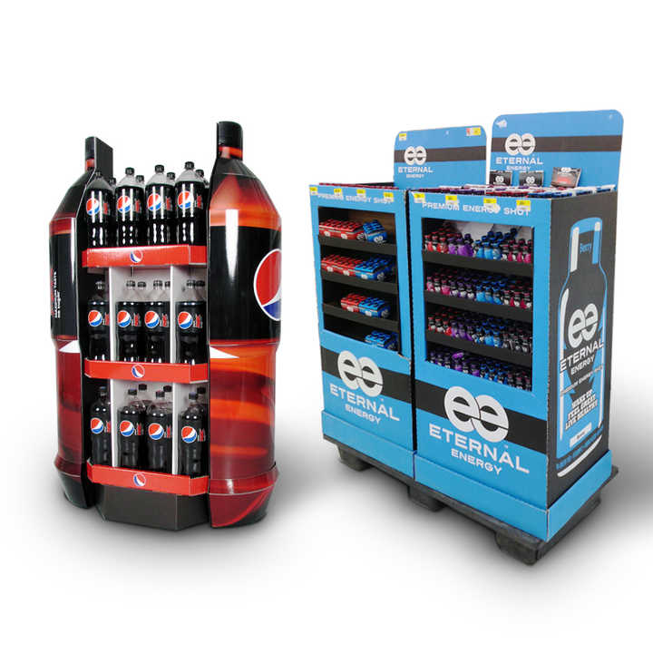 Custom Foldable Recycled Paper Cardboard Water Bottle Display Stand