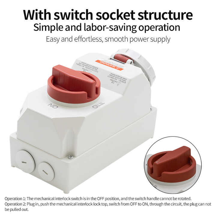 IP67 IEC 16A 4-Pole 3-Phase Industrial Surface Mounted Waterproof Socket Switch Electrical ...