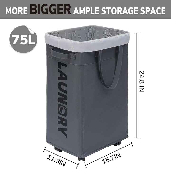 Collapsible Laundry Hamper with Wheels - Durable & Space-saving