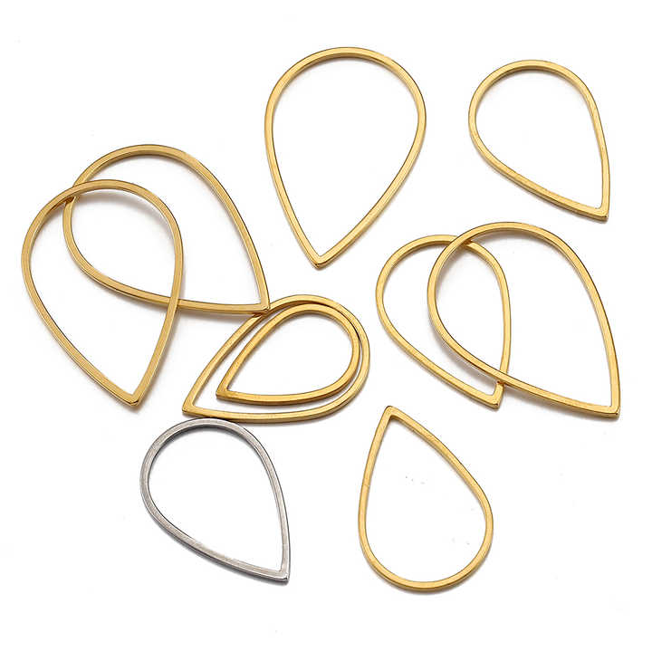 Stainless Steel Drop Closed Frame Rings Teardrop Charms Connectors ...