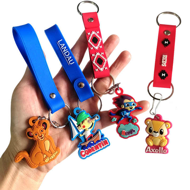 Wholesale Price 3D Cartoon PVC Rubber Keychains Strap Loop Retail ...