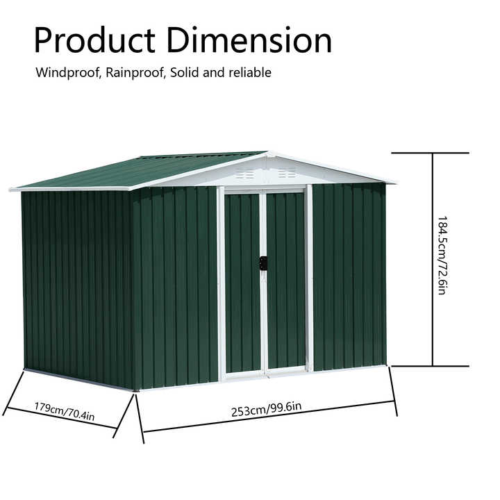Metal Frame Outdoor Storage Garden Building Shed 8X6 Feet