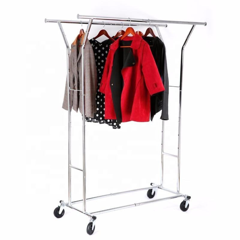 Heavy Duty Double Rail Clothing Garment Rack Garment Clothing Rack With ...