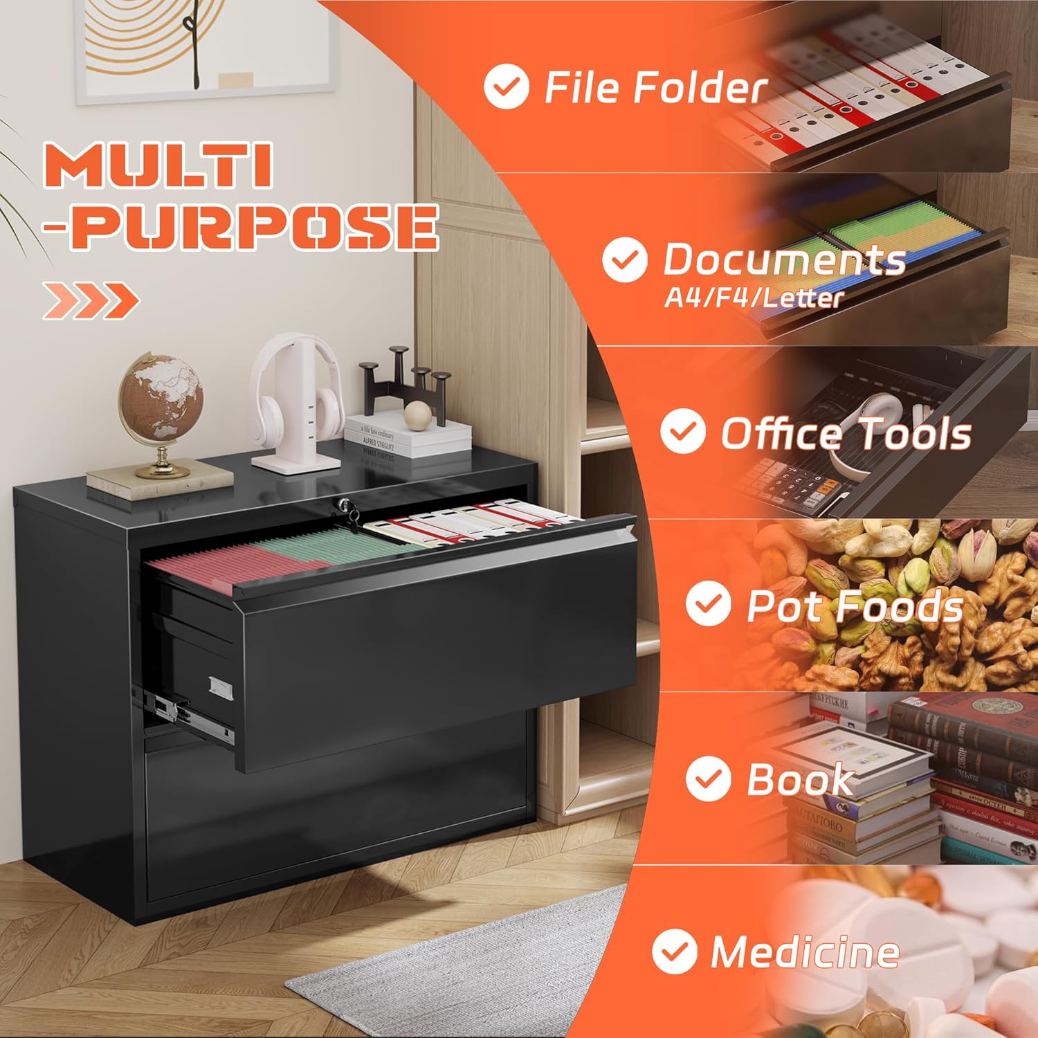 Lateral File Cabinet - Locking Metal Storage Solution