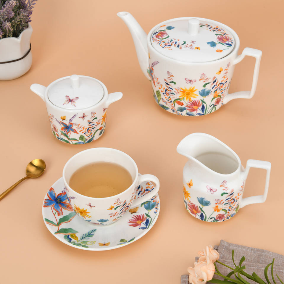 Wholesale Teapot and Cup Custom Design Ceramic White Porcelain Tea Pot ...
