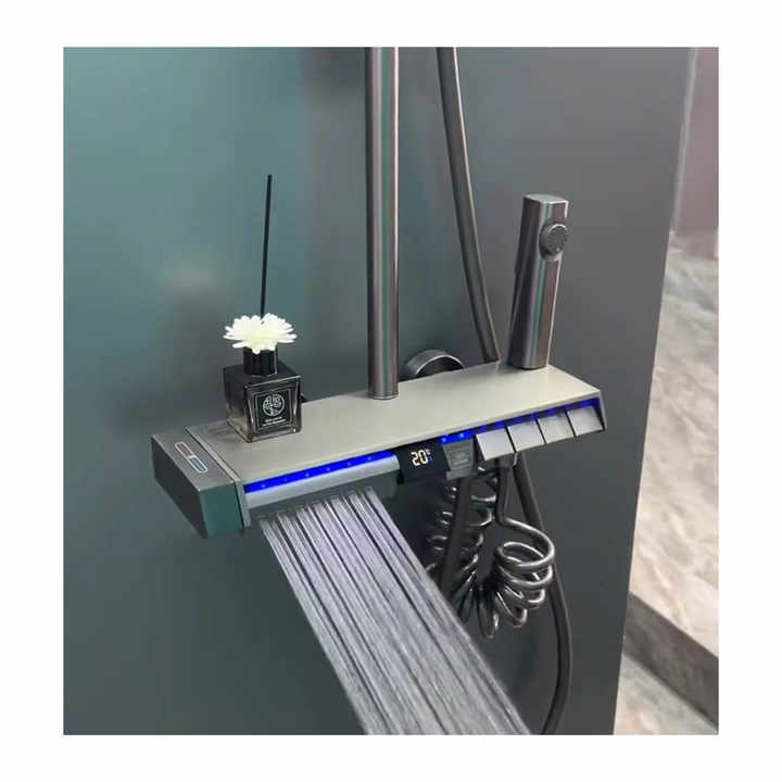 Modern White Piano Key Shower System Set - Exposed Wall-Mounted Faucet ...