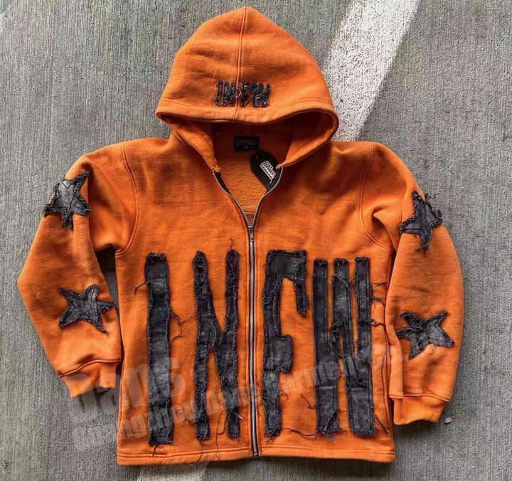 Custom Logo Distressed Embroidery Patch Applique Heavyweight Fleece 100 ...