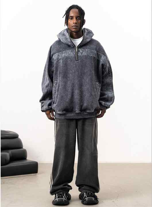 Manufacturer Stonewash Hoodie Distressed Embroidery Oversized Vintage ...