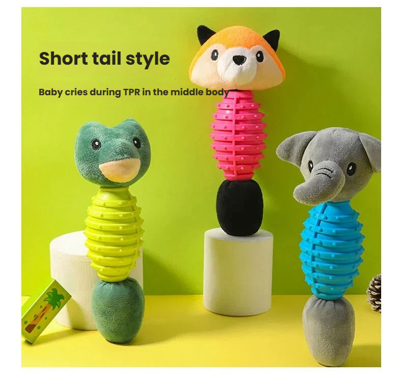 Luxury Novelty Cartoon Squeaky TPR Plush Dog Toys Crinkle Paper Boredom ...