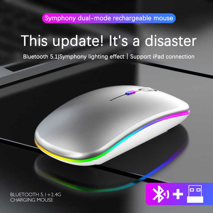Wireless Mouse BT RGB Rechargeable for Laptop & Desktop