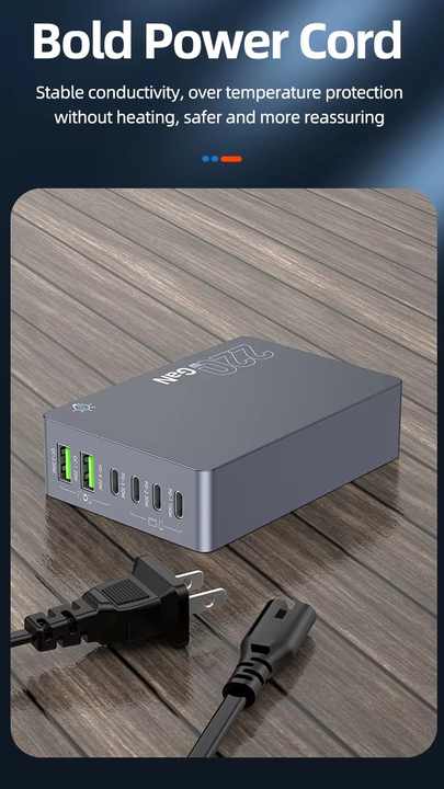 Multi-Port Portable GaN Desktop USB C Charging Station 100W Smart PD ...