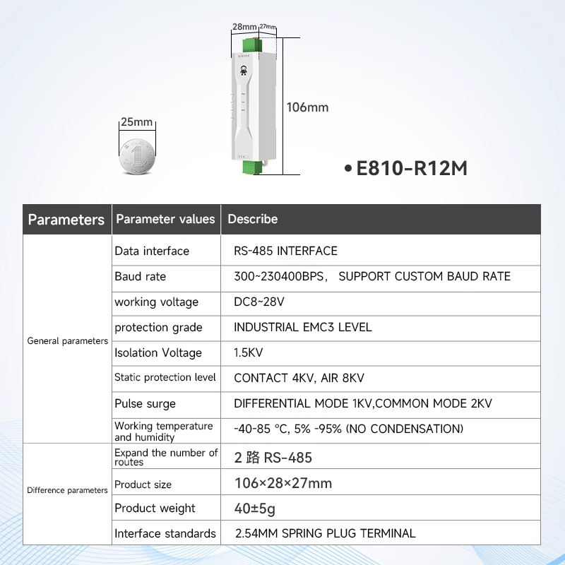 Ebyte E810-R12M RS485 Hub - Industrial-Grade Signal Amplifier