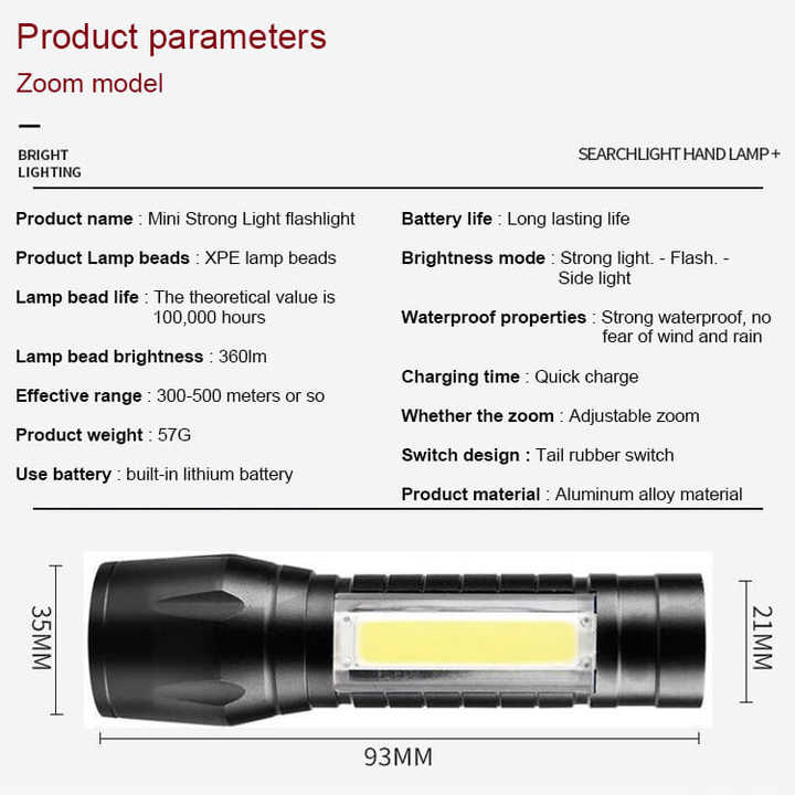 Mini Rechargeable Torch Long Aluminum Led Flashlight| Alibaba.com