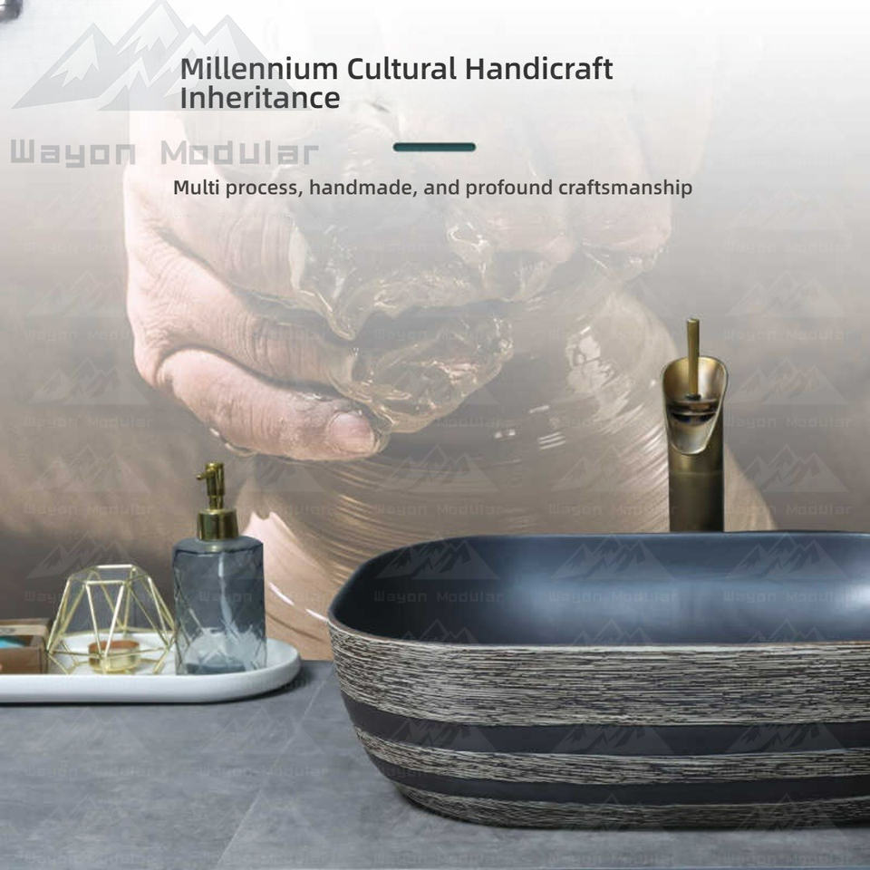 Industrial Black Oval Art Pottery Sink with Horizontal Brushed Texture ...