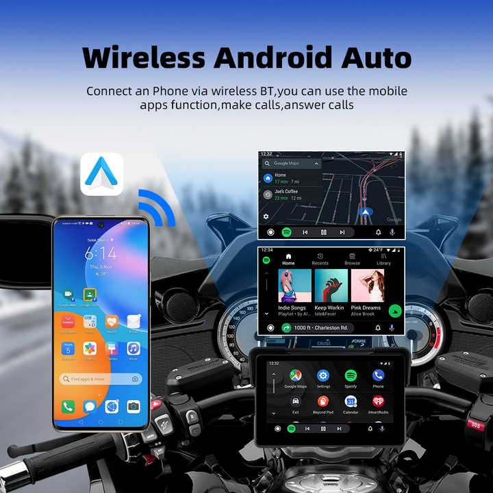 EKIY Motorcycle GPS Navigation - Android 13.0, 7 Inch Touch Screen