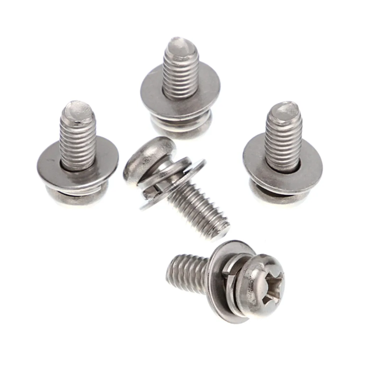 Din7985 Stainless Steel Carbon Steel Pan Head Phillips M2 M3 Combination Screws with Spring ...