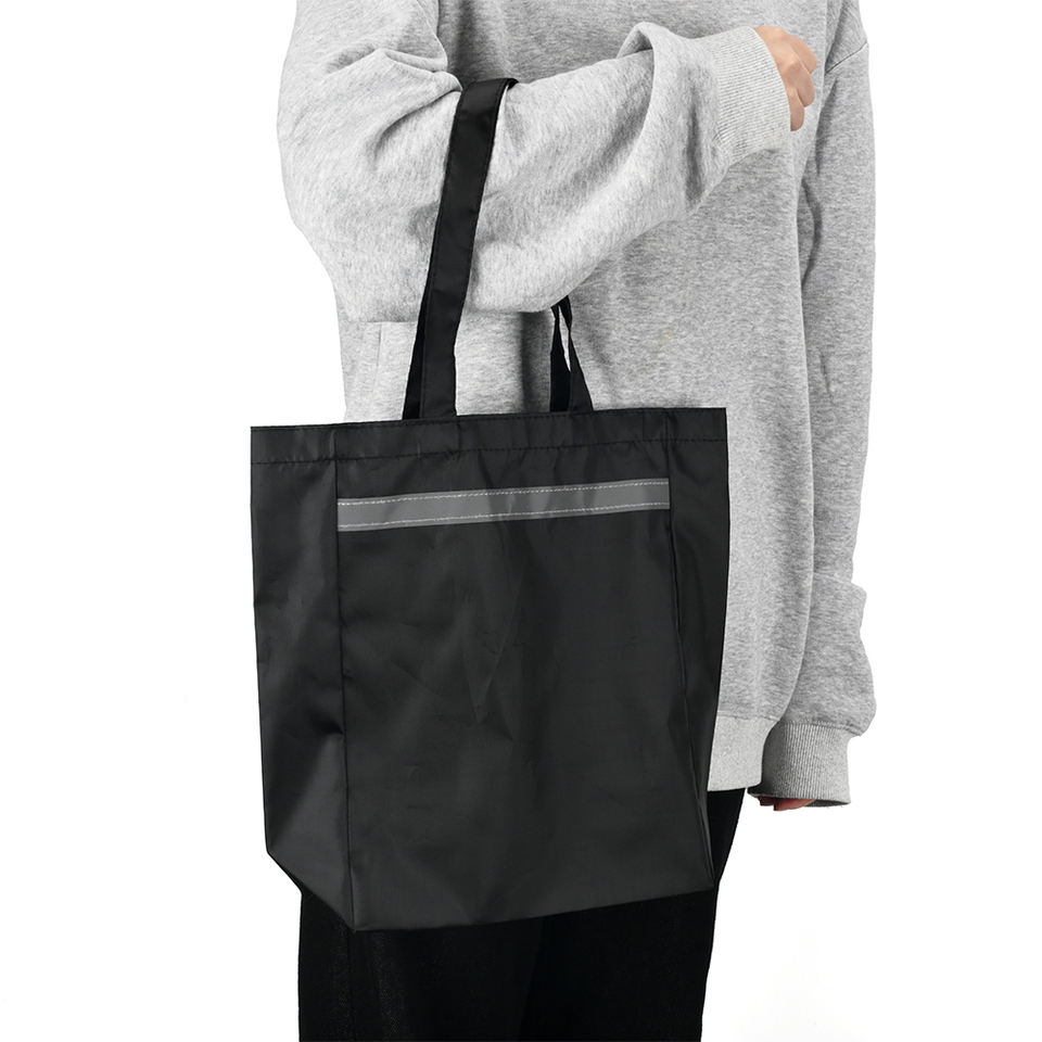 Custom logo Black Polyester Tote Grocery Bag Shopping Bag with ...