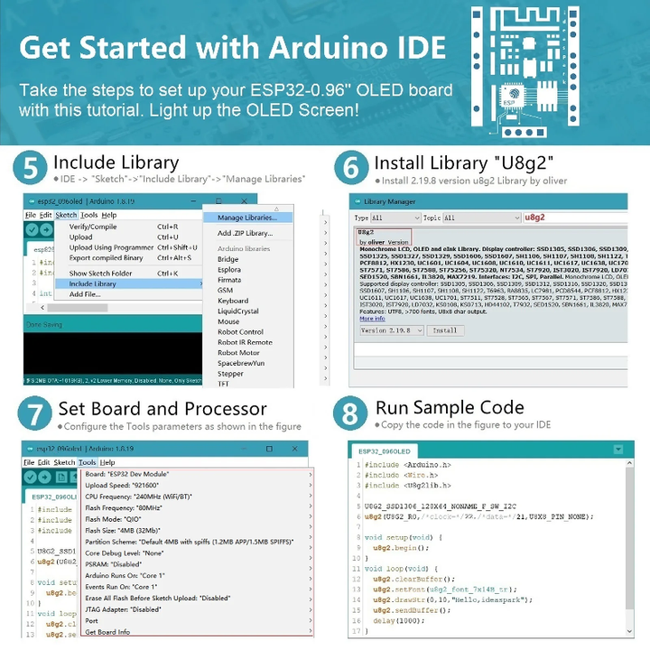 ESP32 Development Board with 0.96 Inch OLED Display
