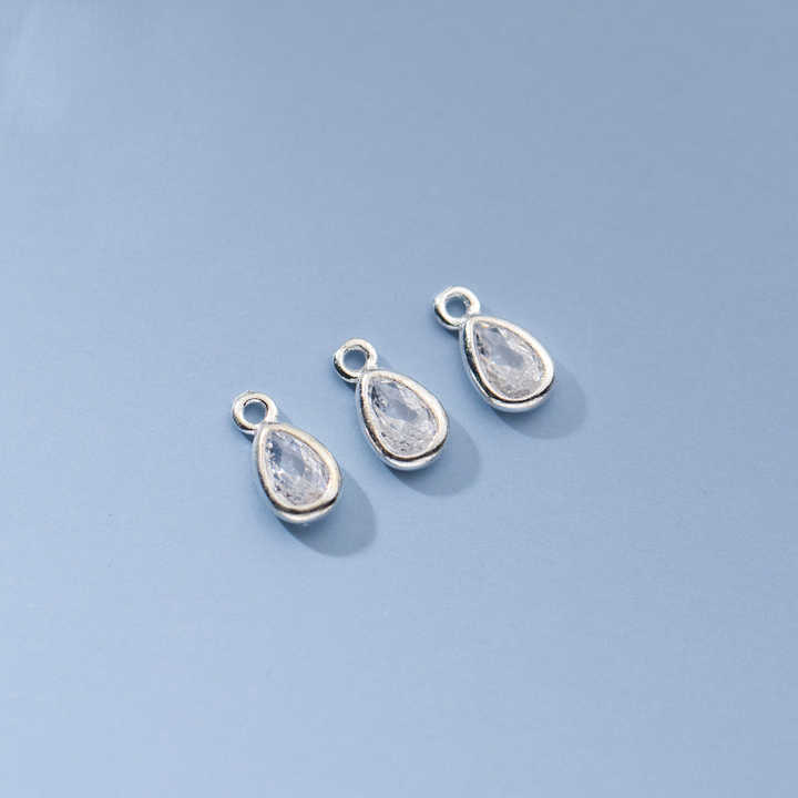 925 Sterling Silver Pear-shaped Zircon Set With Silver Edge Pendant for ...