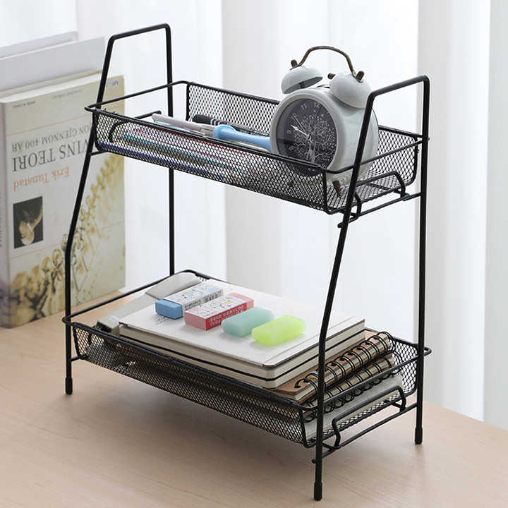 2-Tier White Iron Wire Metal Shelf Durable Functional Storage for ...
