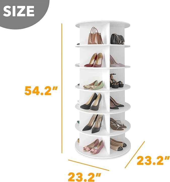 6 Tier Rotating Shoe Rack Tower Spinning Shoe Display Revolving 360 ...