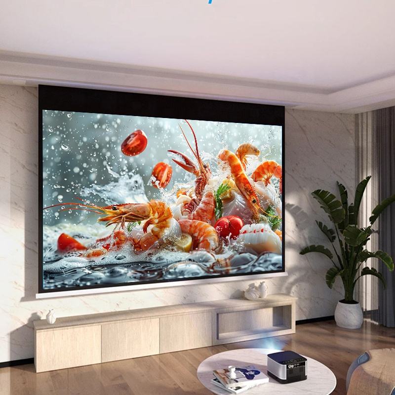 Seeball 140 Inch Fibreglass Fabric Electric Projector Screen Remote ...