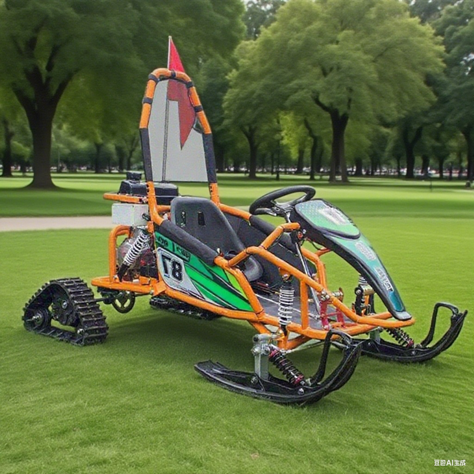 Snowy Ice Sled with Four-Wheel Tracks - Electric Snowmobile