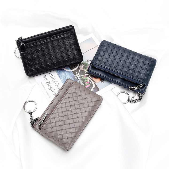 Women's Vintage Style Genuine Leather Coin Purse Small Woven Loose ...
