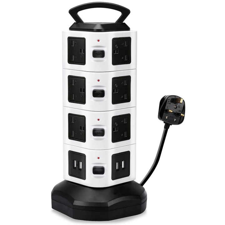 JUNWEI 11 Way Extension Surge Protected for Home Office