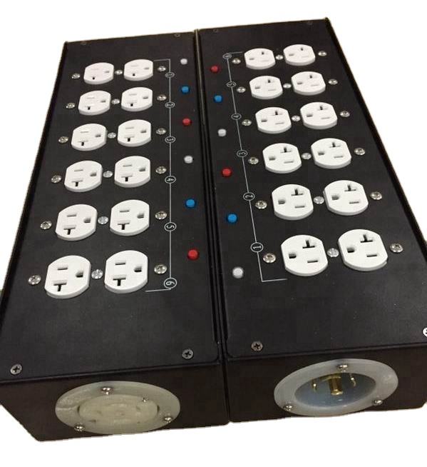 12 Outlets Single Phase 220V/110V 30A Input Power Extension Panel Strip ...