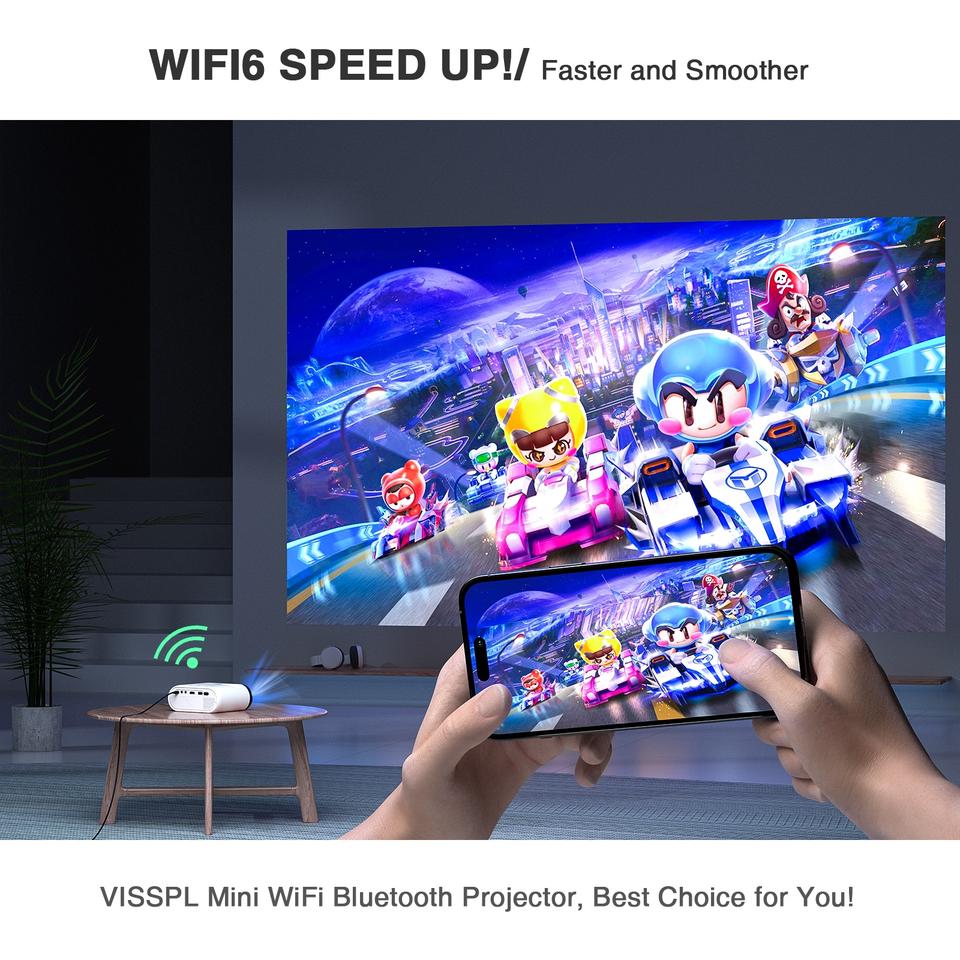 VOPLLS 1080P Smart Mini Projector - Portable & Auto Focus