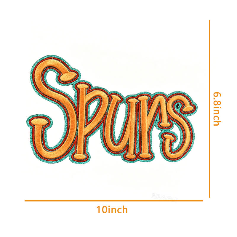 10 Inch Custom Spurs Sequin Patches Large Sports Fiesta 3D Puff Letter ...