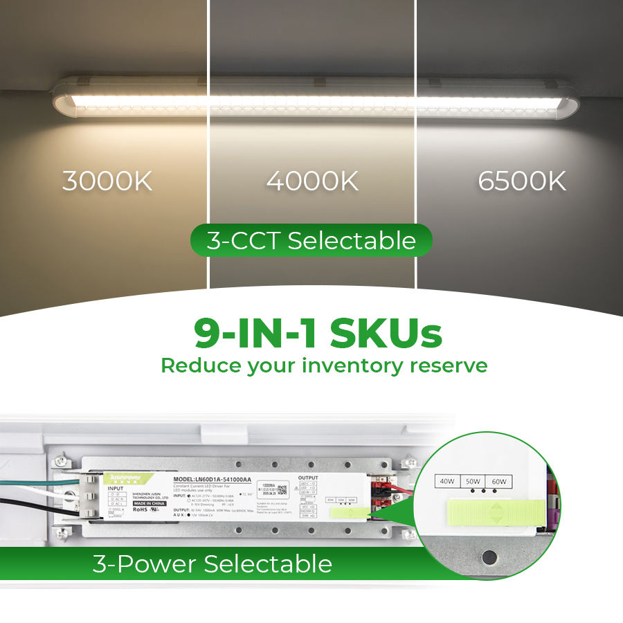 2FT 4FT 8FT 3Power 3CCT Switchable 100-277V/347V Led Vapor Tight Anti ...