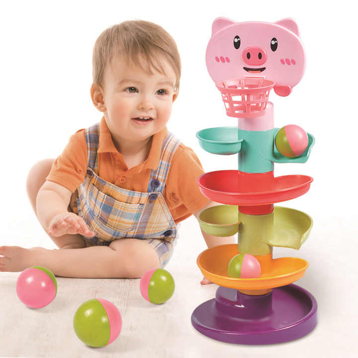2-7 Layers Plastic Rolling Ball Track Educational Stacking Toy Early ...