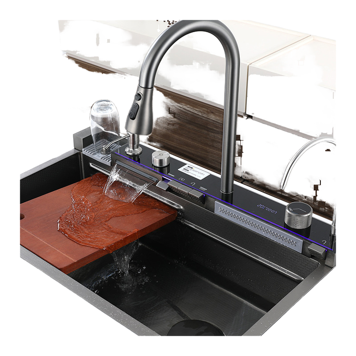 Stainless Steel Kitchen Sink With Faucet Large Single Sink Rectangular ...