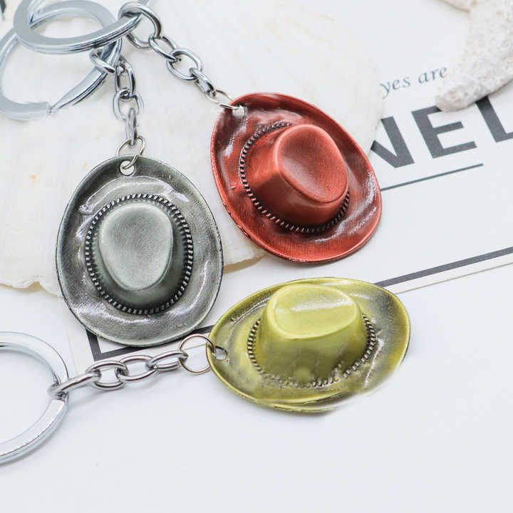 Retro 3D Western Cowboy Hat Keychain Hangings Creative Rockabilly ...