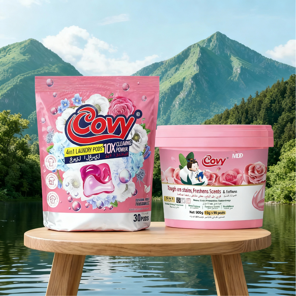 Covy Color Safe Laundry Detergent Pods Powder Rose Fragrance Deep Clean ...