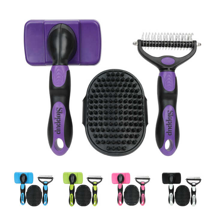 3 Pcs Pet Grooming Tool Kit Dog Cat Dematting Tool Slicker Undercoat ...