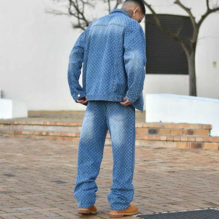 Custom Denim 2 Piece Set Men Fashion Two Piece Denim Outfits Sets Denim ...