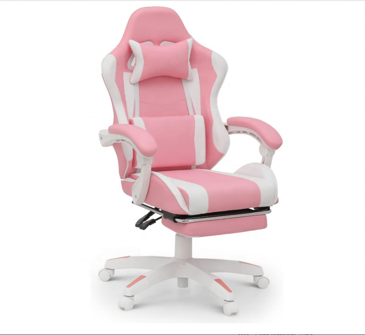 Cute Pink Ergonomic Computer Racing Chair Adjustable Hight Leather ...