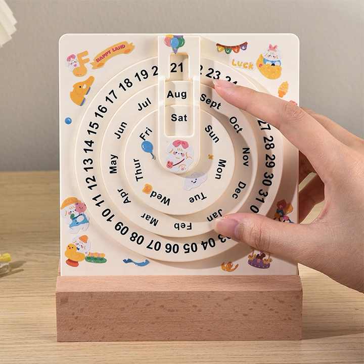 Wholesale Creative Rotatable Perpetual Calendar Wooden Home and Office ...