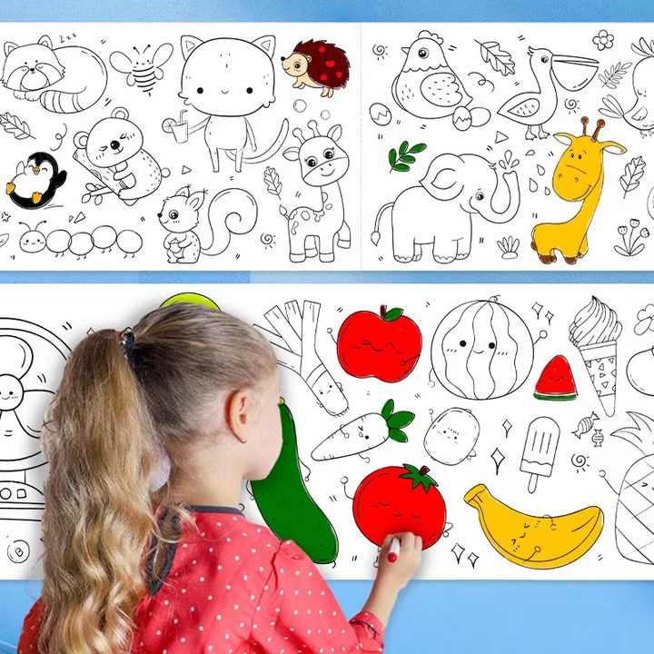Sticky Art Painting Set Funny Poster Coloring and Painting Paper Cute ...