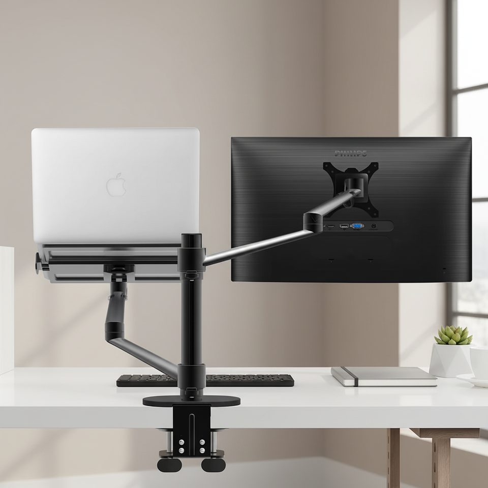 Universal 360 Degrees Rotating Dual Monitor Arm Desk Mount Adjustable ...